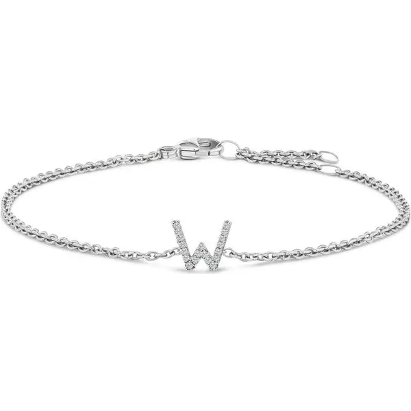 HAUS OF BRILLIANCE 10k Gold Diamond Accent Initial Charm Link Bracelet - White | W